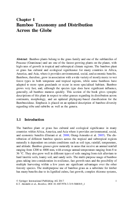 (PDF) Bamboo Taxonomy and Distribution Across the Globe