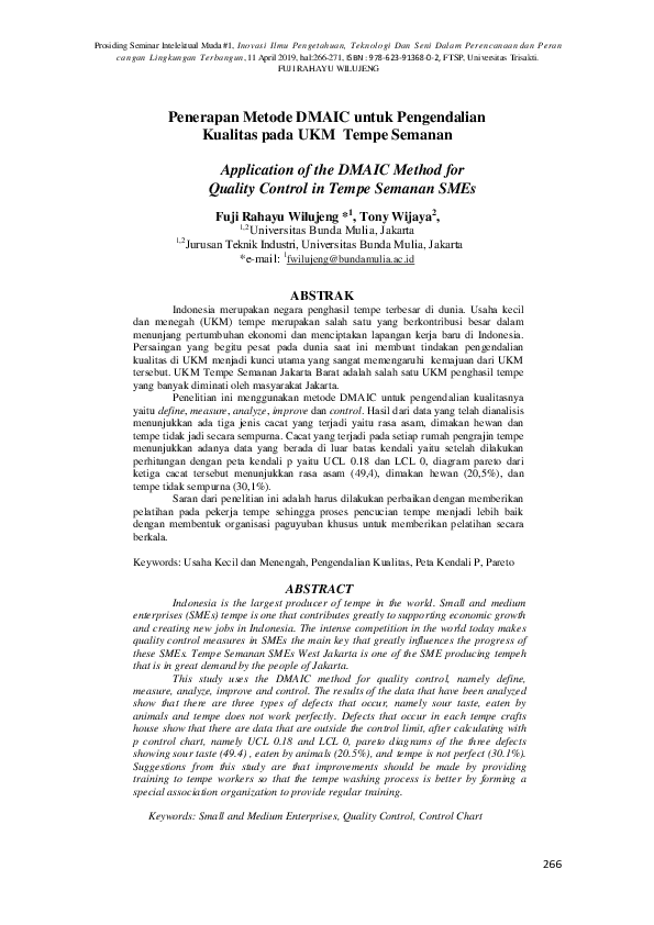 (PDF) Penerapan Metode DMAIC untuk Pengendalian Kualitas pada UKM Tempe ...
