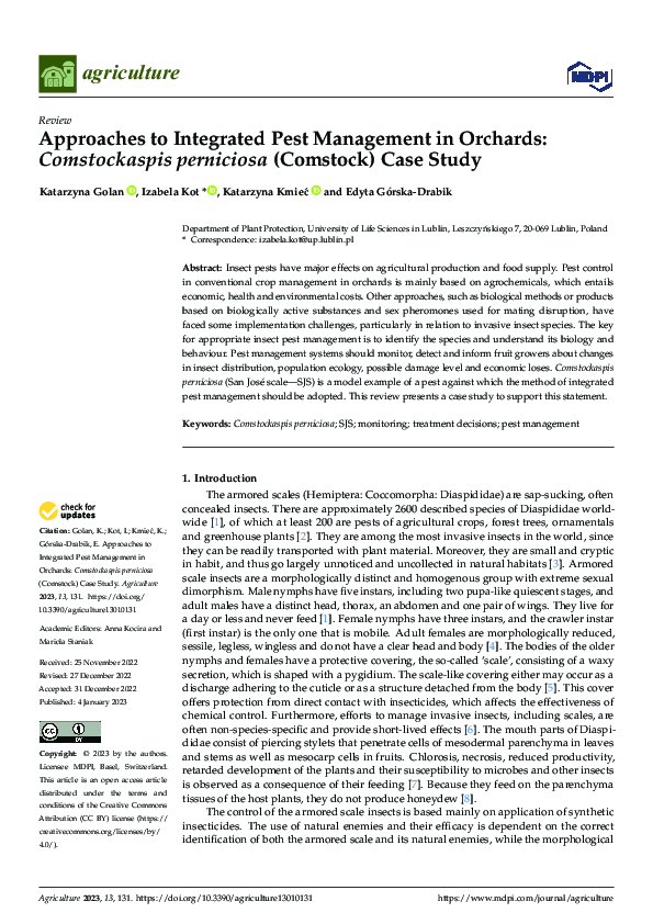 (PDF) Approaches to Integrated Pest Management in Orchards ...