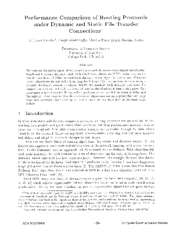 (PDF) Performance comparison of routing protocols using MaRS (PDF) Performance comparison of routing protocols using MaRS