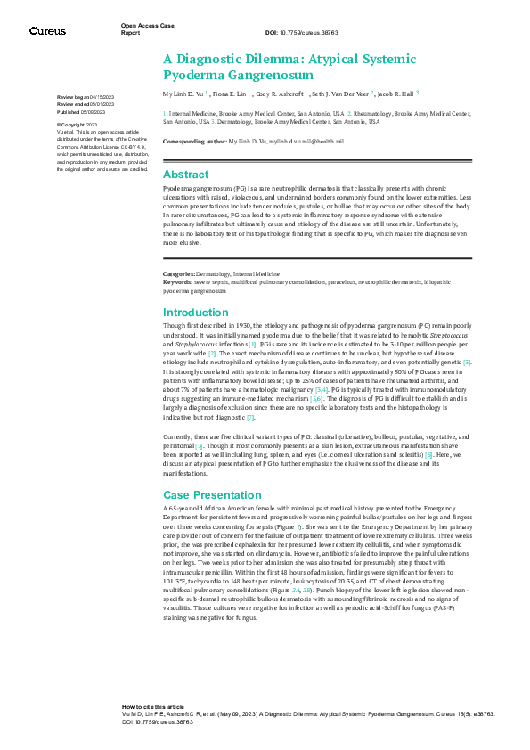 (PDF) A Diagnostic Dilemma: Atypical Systemic Pyoderma Gangrenosum