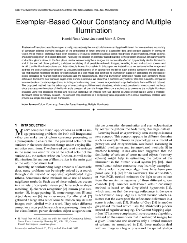 (PDF) Exemplar-Based Color Constancy and Multiple Illumination