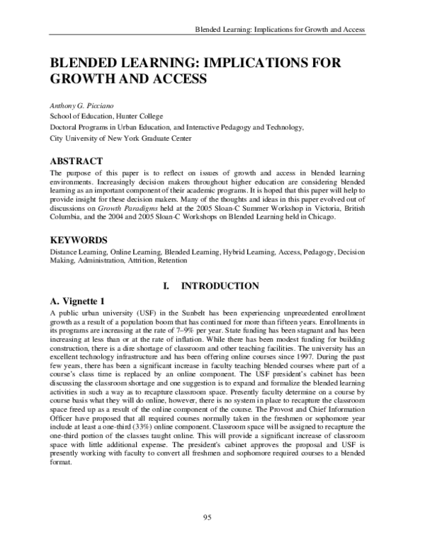 (PDF) Blended Learning: Implications for Growth and Access