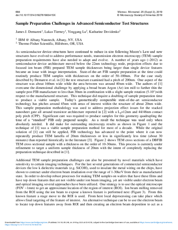 (PDF) Advanced TEM sample preparation and imaging techniques in ...