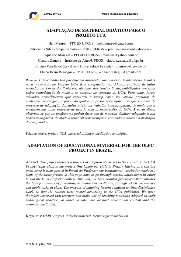 (PDF) Adaptation of Educational Material for the Olpc Project in Brazil ...