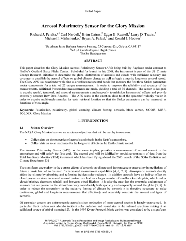 (PDF) Aerosol polarimetry sensor for the Glory Mission