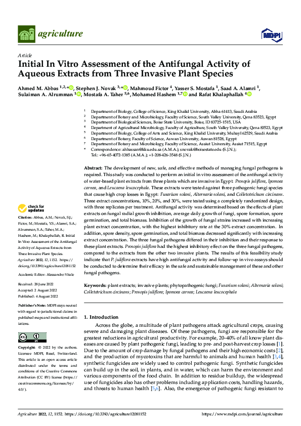 Pdf Antifungal Activity Of Invasive Plant Extracts
