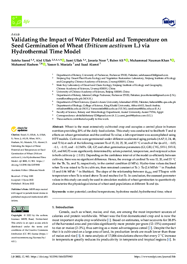 (PDF) Validating the Impact of Water Potential and Temperature on Seed Germination of Wheat ...