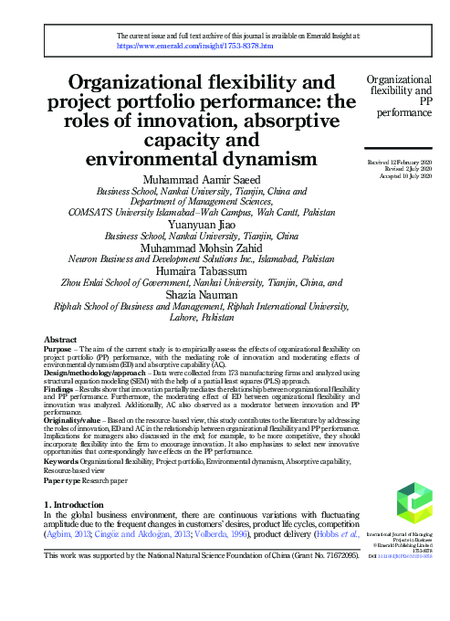 (PDF) Organizational flexibility and project portfolio performance: the ...
