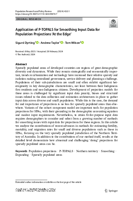 (PDF) Smoothing Population Data for Sparsely Populated Areas