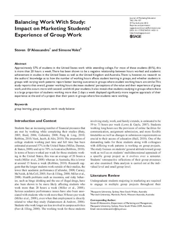 (PDF) Balancing Work With Study