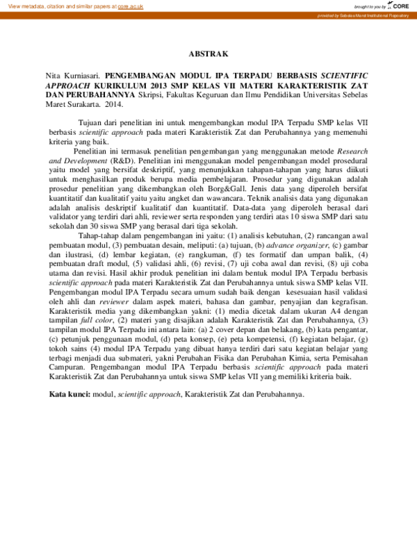 (PDF) Pengembangan Modul Ipa Terpadu Berbasis Scientific Approach ...
