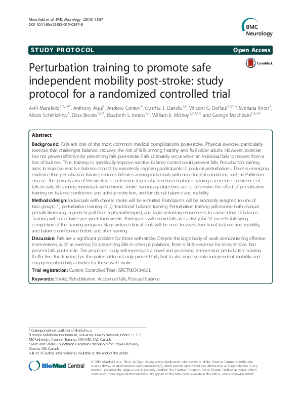 (PDF) Perturbation training to promote safe independent mobility post ...