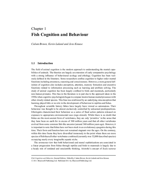 (PDF) Fish cognition and behavior