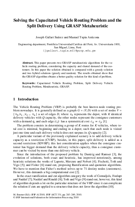 (PDF) Solving the Capacitated Vehicle Routing Problem and the Split ...