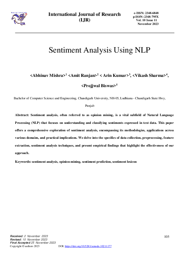 (PDF) Sentiment Analysis Using NLP