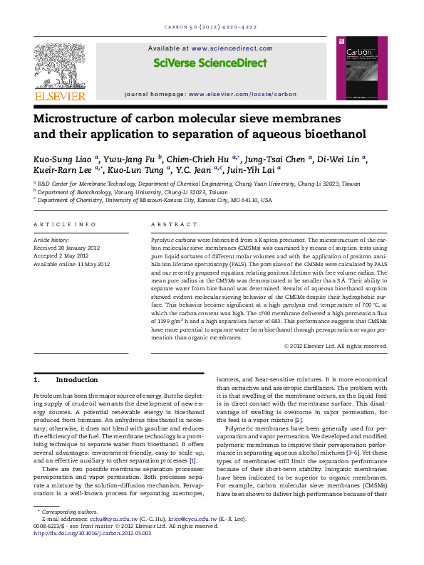 (PDF) Microstructure of carbon molecular sieve membranes and their ...