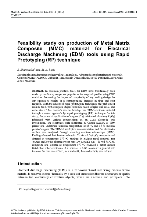 (PDF) Feasibility study on production of Metal Matrix Composite (MMC) material for Electrical ...
