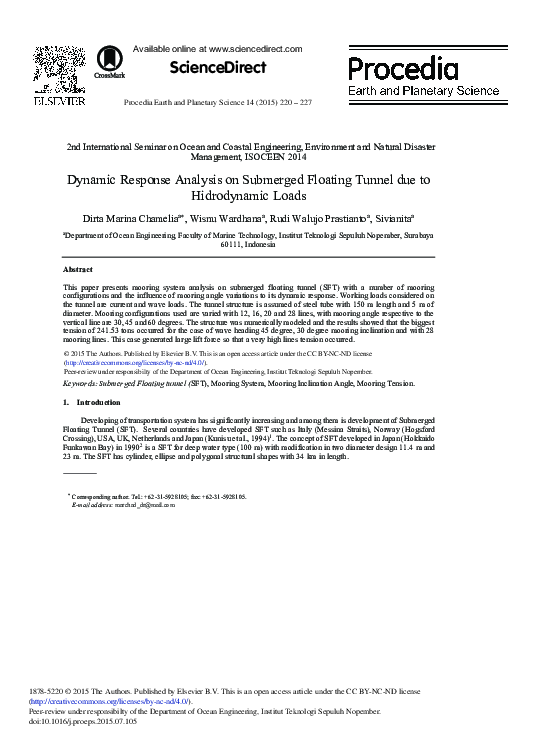 (PDF) Dynamic Response Analysis on Submerged Floating Tunnel due to Hidrodynamic Loads