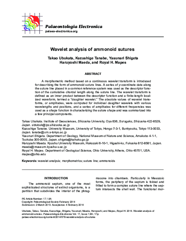 (PDF) Wavelet analysis of ammonoid sutures