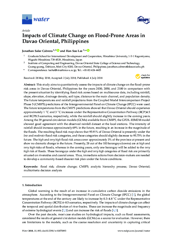 (PDF) Impacts of Climate Change on Flood-Prone Areas in Davao Oriental ...