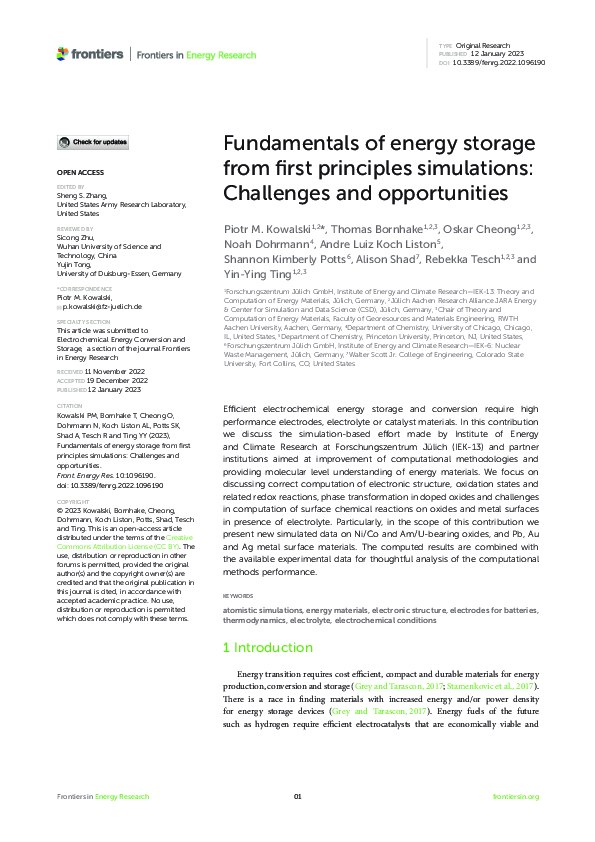 (PDF) Fundamentals of energy storage from first principles simulations ...