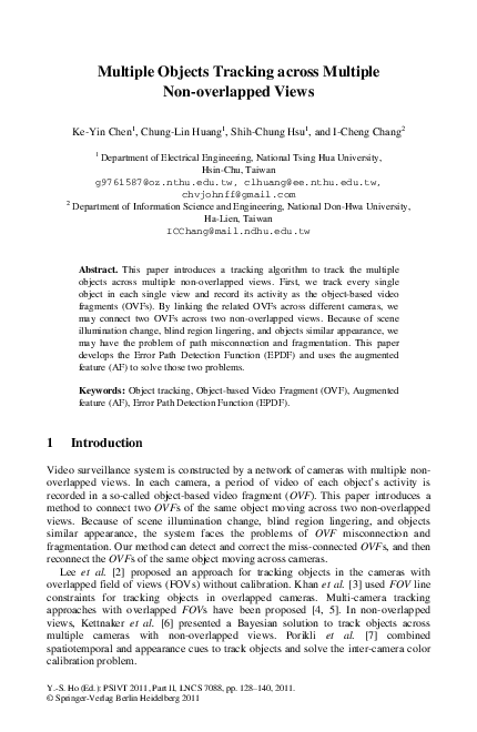 (PDF) Multiple Objects Tracking across Multiple Non-Overlapped Views