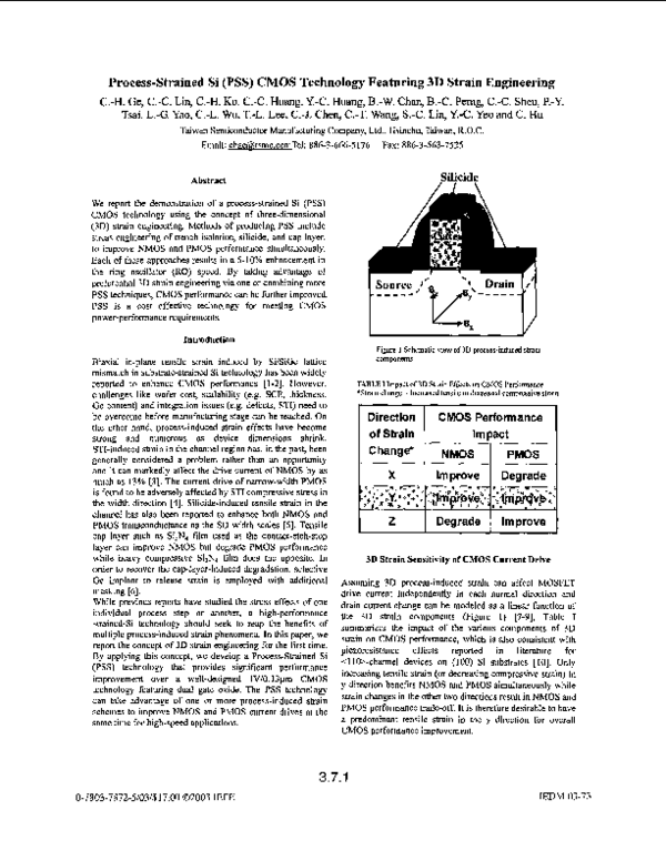 (PDF) Process-strained Si (PSS) CMOS technology featuring 3D strain ...