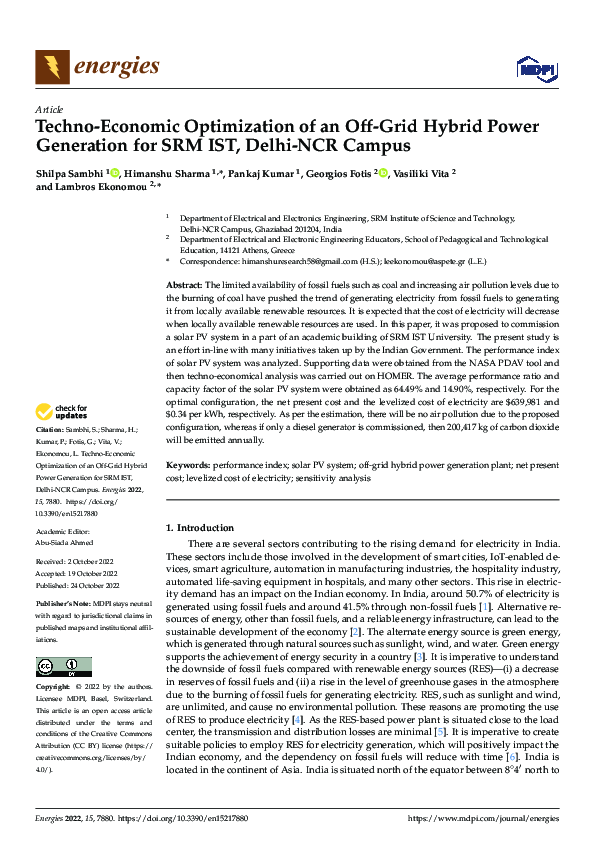 (PDF) Techno-Economic Optimization of an Off-Grid Hybrid Power ...
