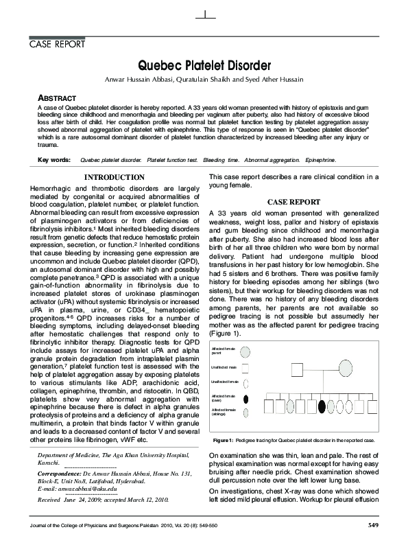 (PDF) Quebec Platelet Disorder: Unpacking QPD