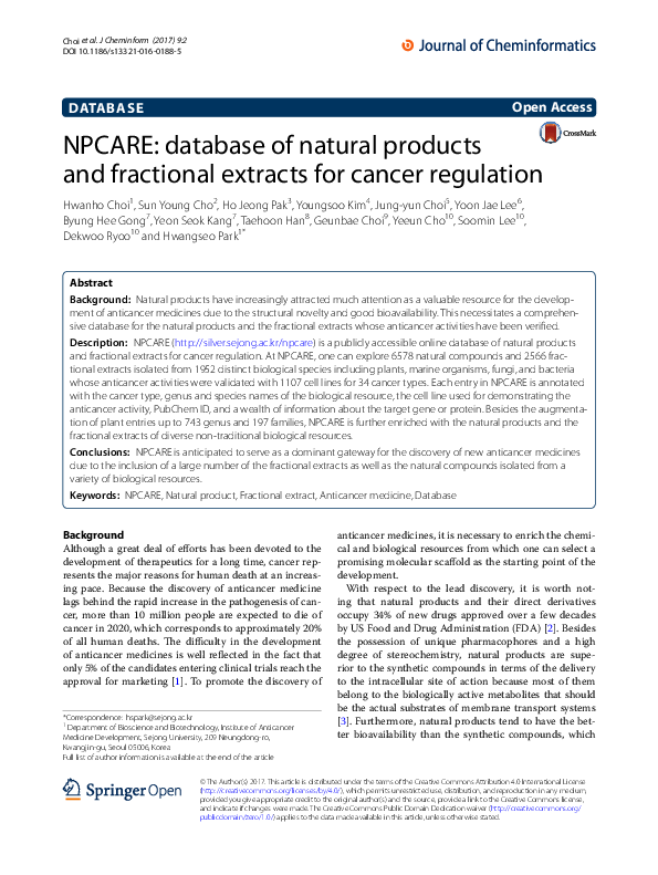 (PDF) NPCARE: database of natural products and fractional extracts for ...