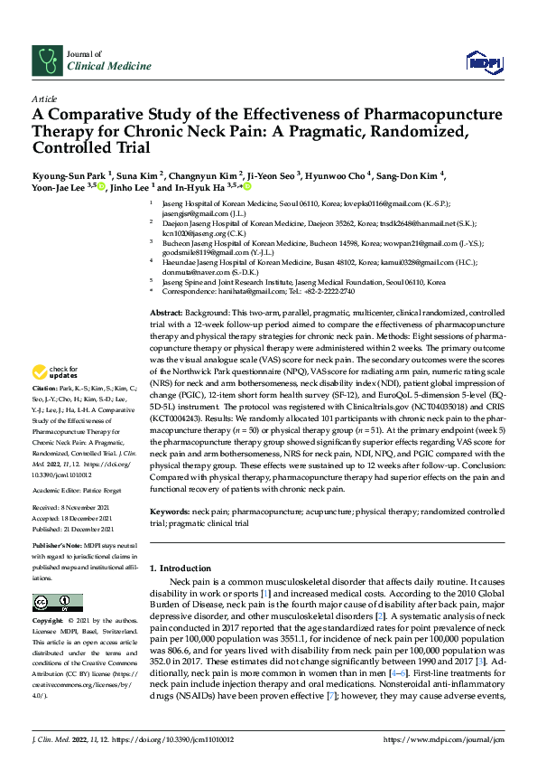 (PDF) A Comparative Study of the Effectiveness of Pharmacopuncture ...