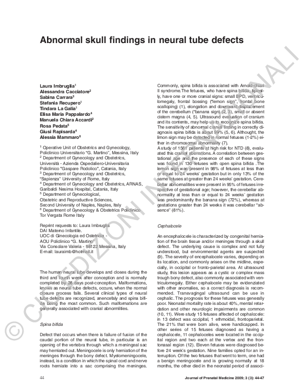 (PDF) Abnormal skull findings in neural tube defects