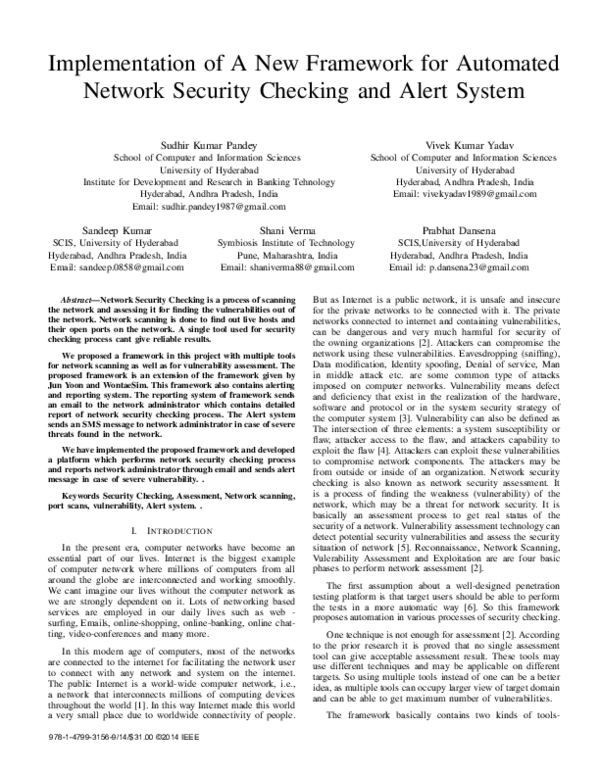 (PDF) Automated Network Security Framework with Alert System