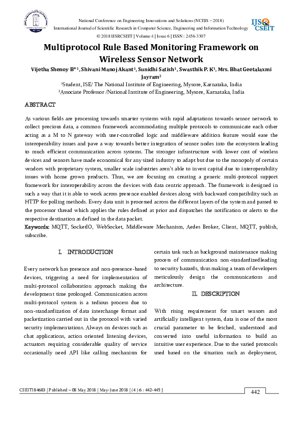 (PDF) Multiprotocol Rule Based Monitoring Framework on Wireless Sensor Network