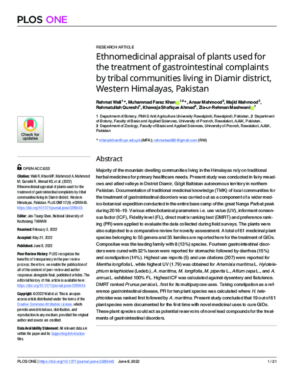 (PDF) Ethnomedicinal appraisal of plants used for the treatment of ...