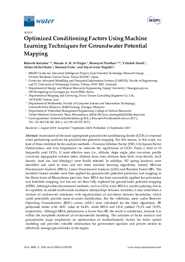 (PDF) Optimized Conditioning Factors Using Machine Learning Techniques ... (PDF) Optimized Conditioning Factors Using Machine Learning Techniques ...