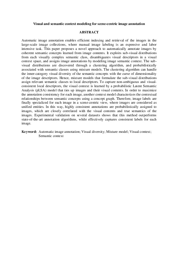(PDF) Visual and semantic context modeling for scene-centric image annotation