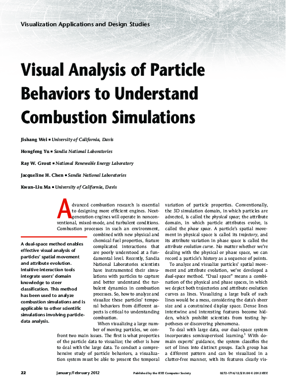 (PDF) Visual Analysis of Particle Behaviors to Understand Combustion Simulations