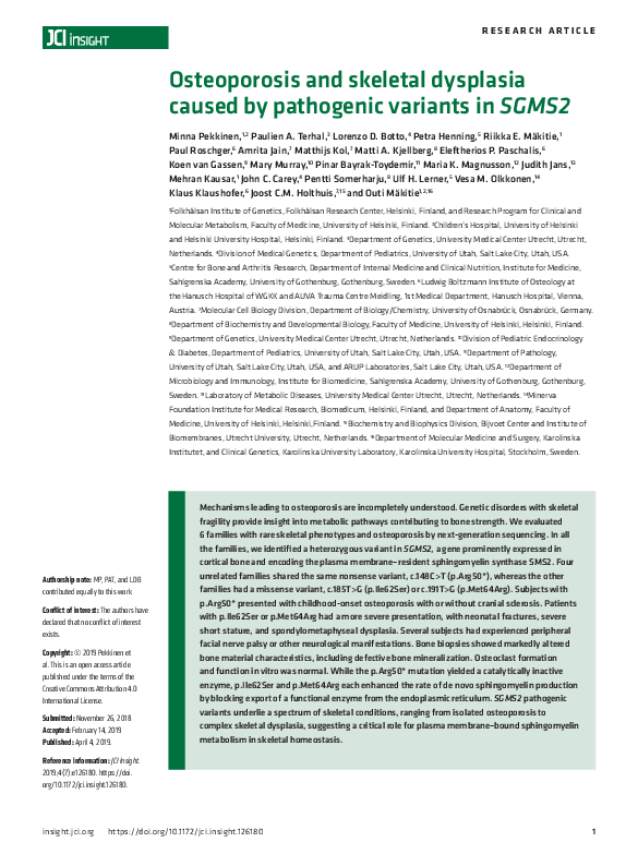 (PDF) Osteoporosis and skeletal dysplasia caused by pathogenic variants ...