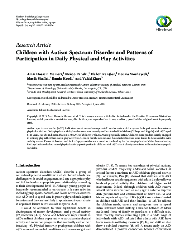 (PDF) Children with Autism Spectrum Disorder and Patterns of ...