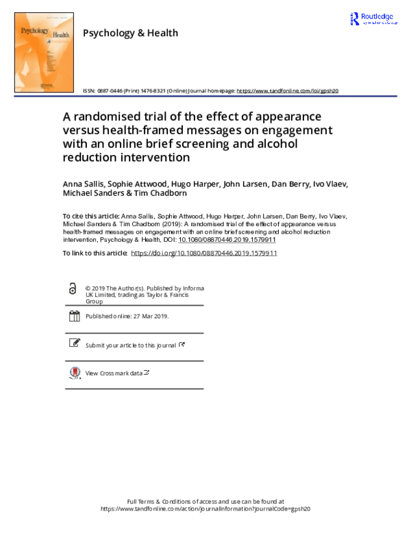 (PDF) A randomised trial of the effect of appearance versus health ...
