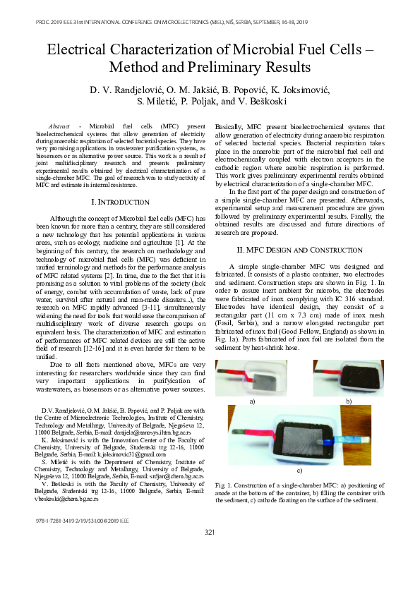 (PDF) Electrical Characterization of Microbial Fuel Cells – Method and ...
