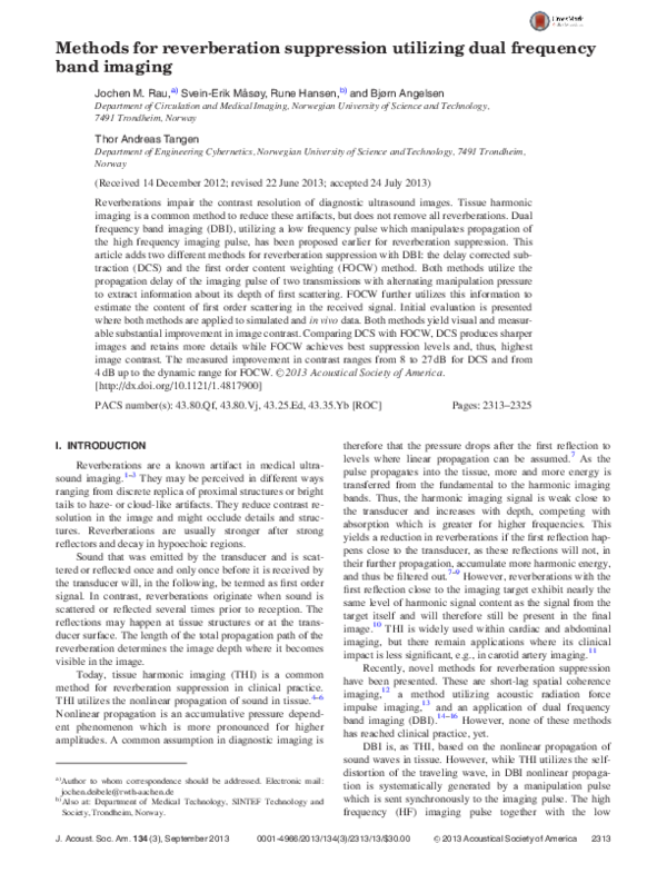 (PDF) Methods for reverberation suppression utilizing dual frequency ...