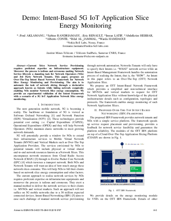 (PDF) Demo: Intent-Based 5G IoT Application Slice Energy Monitoring