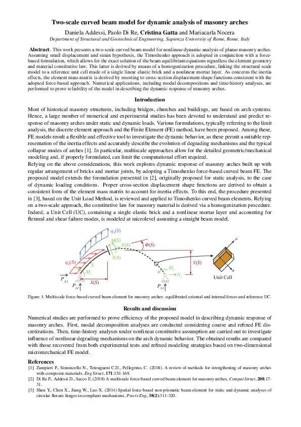 (PDF) Two-Scale Curved Beam Model for Dynamic Analysis of Masonry Arches