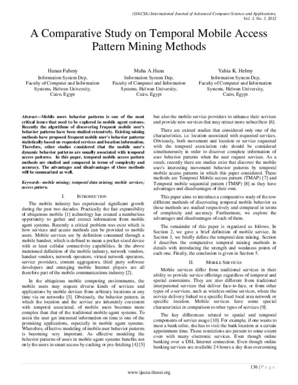 (PDF) A Comparative Study on Temporal Mobile Access Pattern Mining Methods