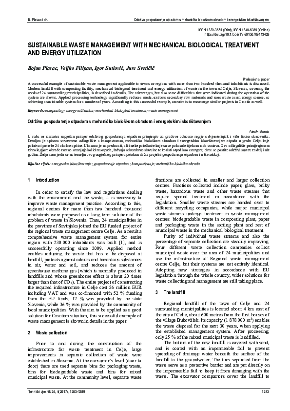(PDF) Sustainable waste management with mechanical biological treatment ...
