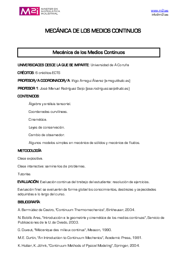 (PDF) Mecánica De Los Medios Continuos