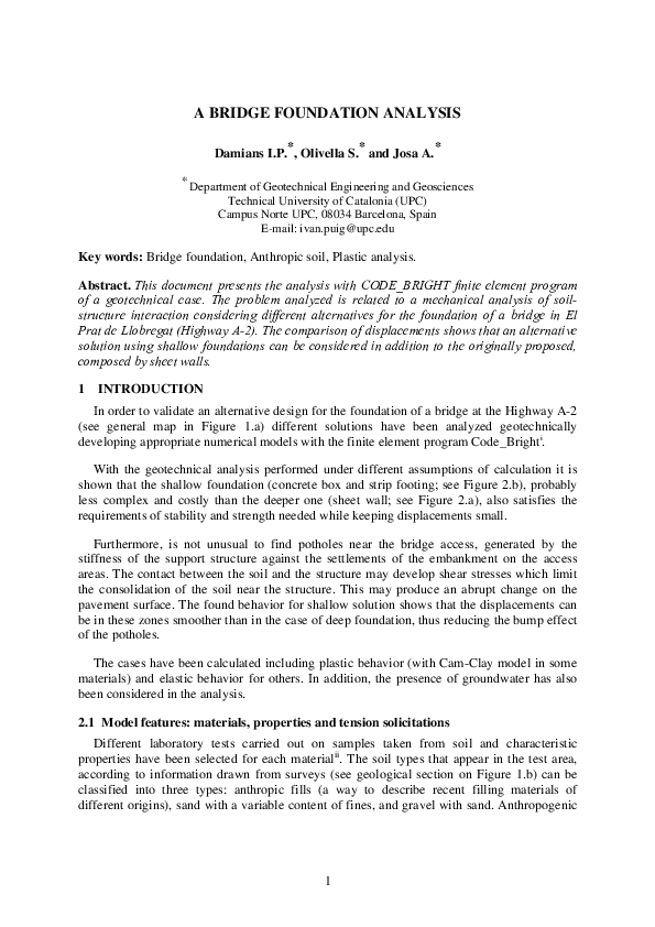 (PDF) A bridge foundation analysis